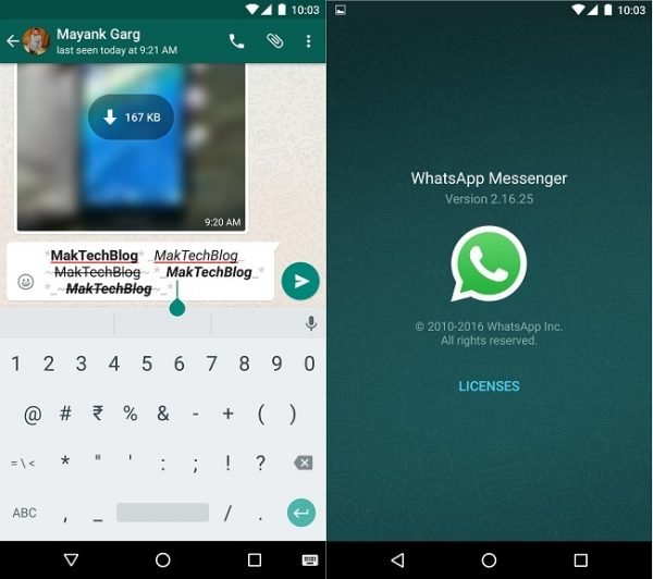 WhatsApp now previews Bold, Italics, Strikethrough formatting in text ...